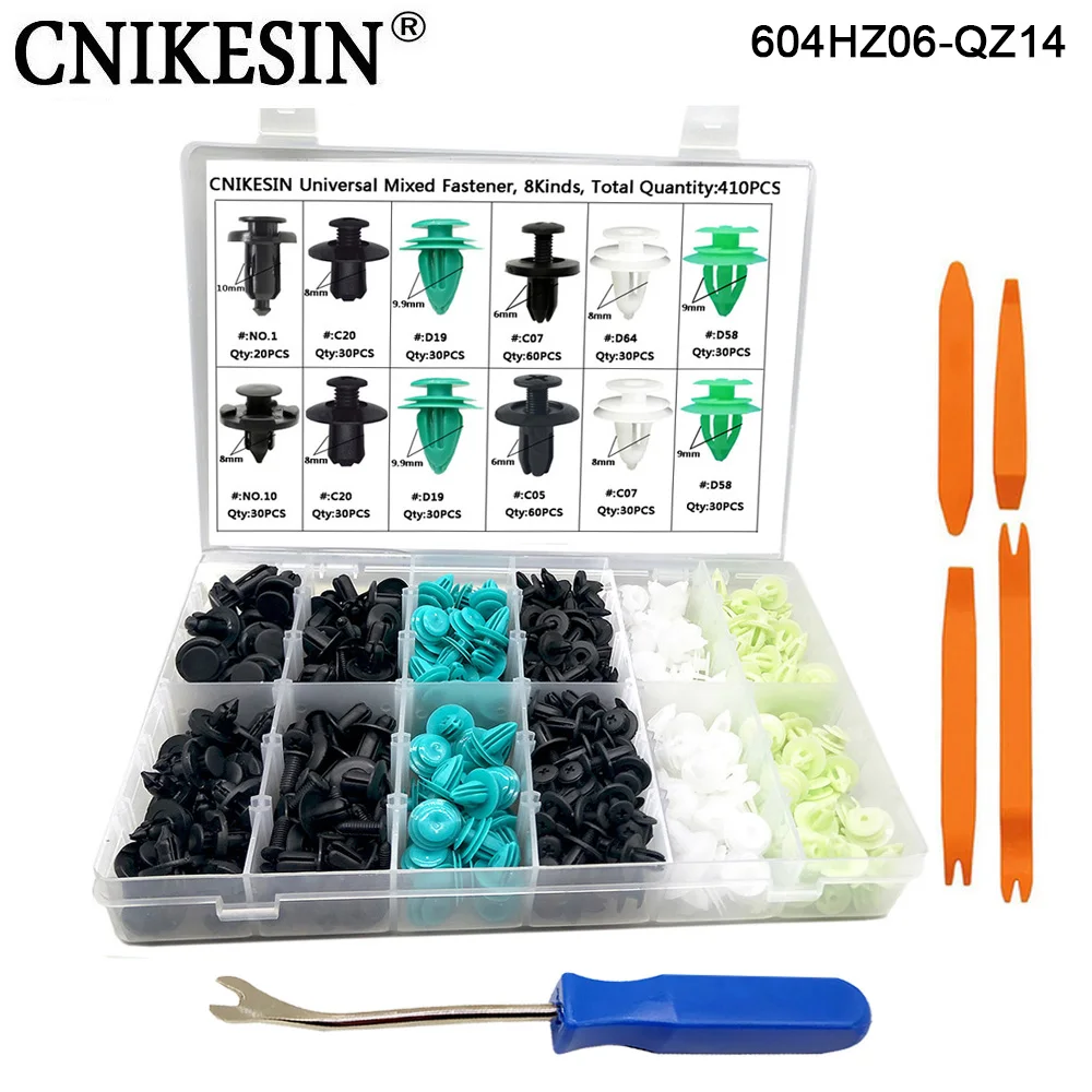CNIKESIN 410PCS Universal Car Fastener 6mm 10mm Hole Auto Nylon Rivet ...
