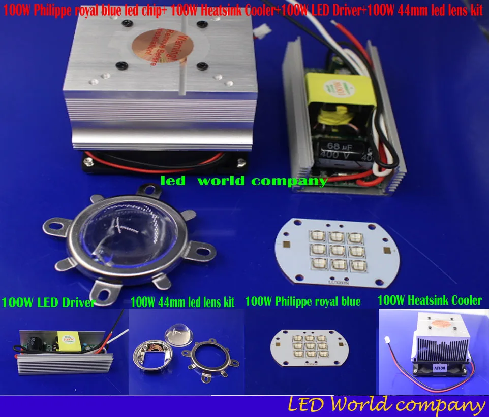 LUXEON 100W Royal Blue 450NM 455NM High Intensity Led+ 100W Heatsink ...
