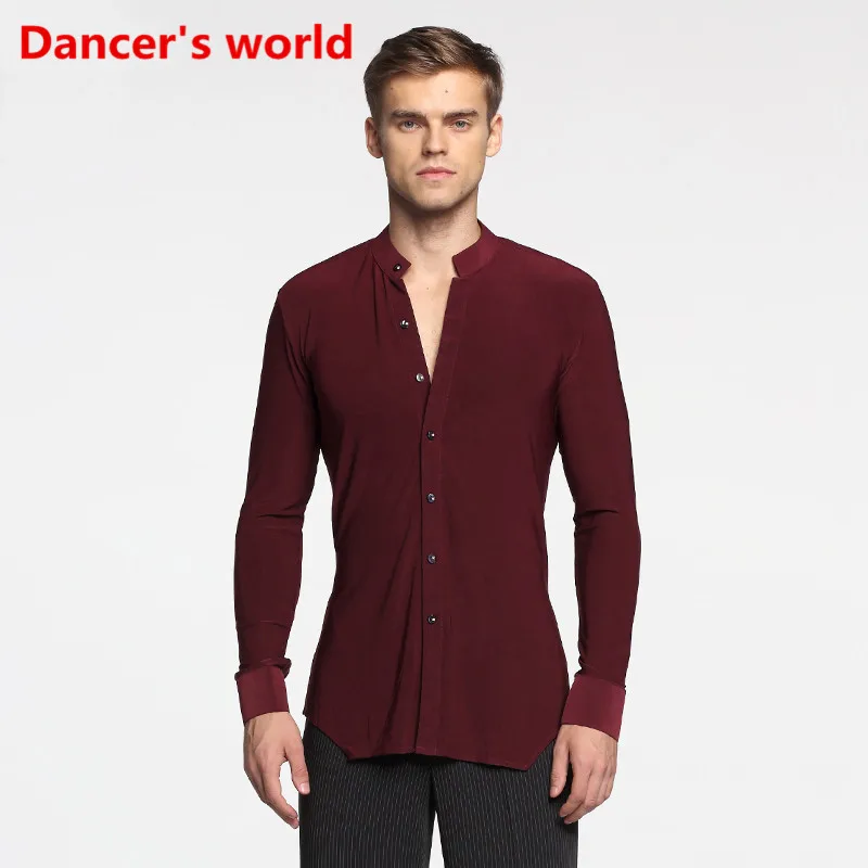 3 Colour Long Sleeve Button Mens Latin Shirts Dance Top Ballroom Latin ...