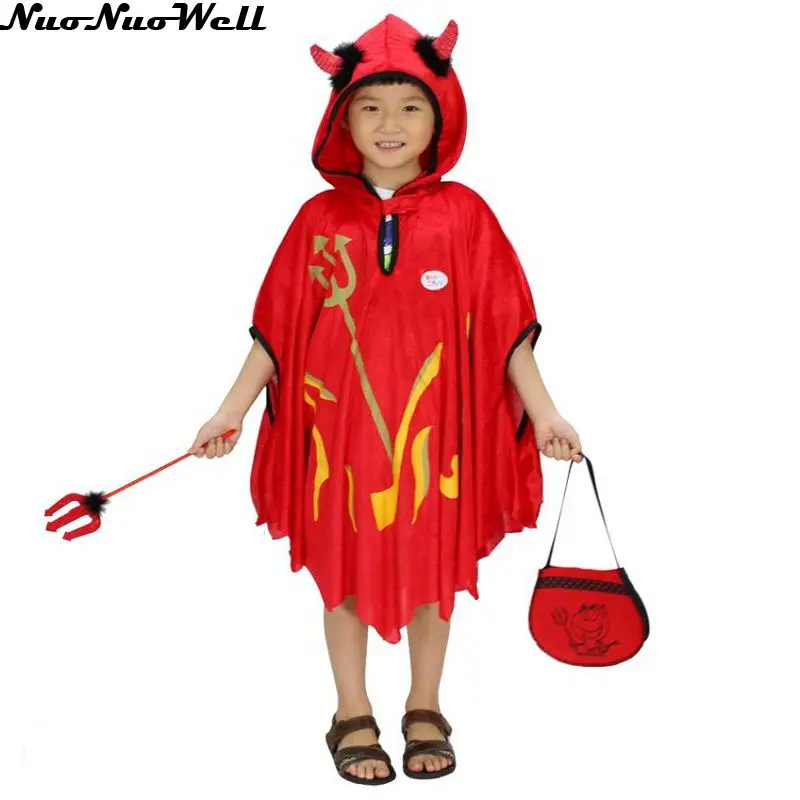 Halloween Cloak Girls Red Devil Costume Kids Cosplay Clothing European ...