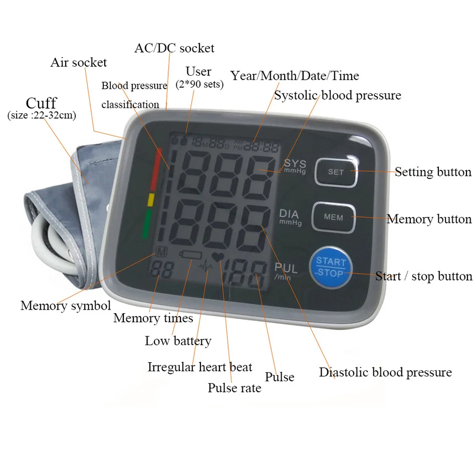 Bluetooth 4.0 version Digital Blood Pressure Monitor sphygmomanometer ...