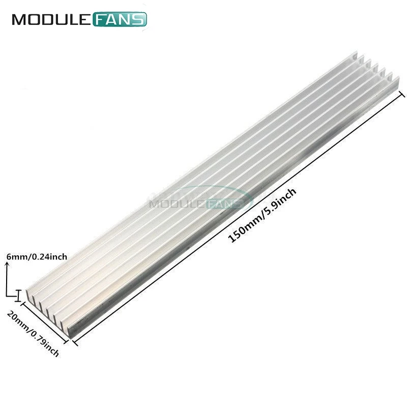 Silver Heat Sink LED Heat Sink Aluminum Cooling Fin White 150x20x6mm-in ...