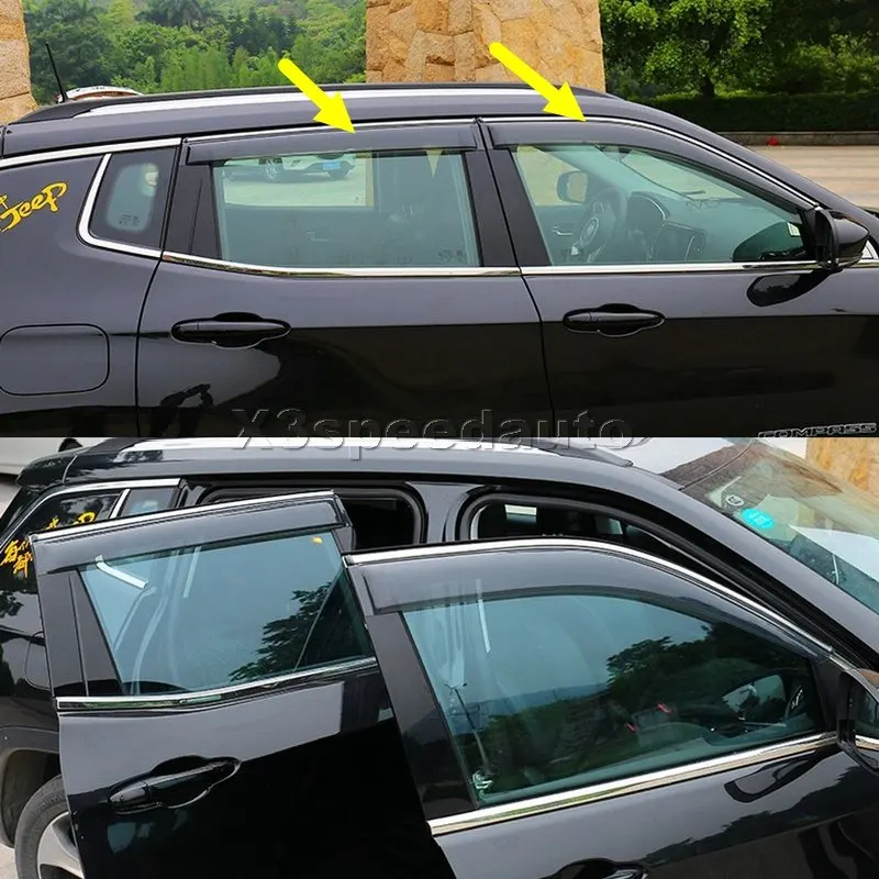 Car styling For Jeep Compass 2017 2020 Window Visor Wind Deflector Rain ...