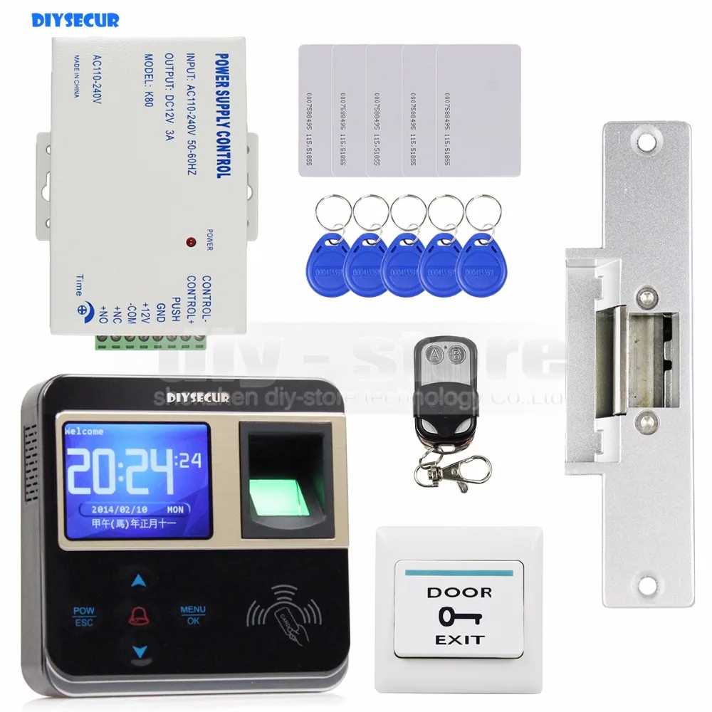 DIYSECUR Electric Strike Lock Fingerprint 125KHz ID Card Reader Door ...