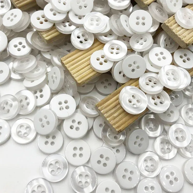 100pcs White Color 4holes Buttons Shirt Buttons Apparel Supplies Sewing ...
