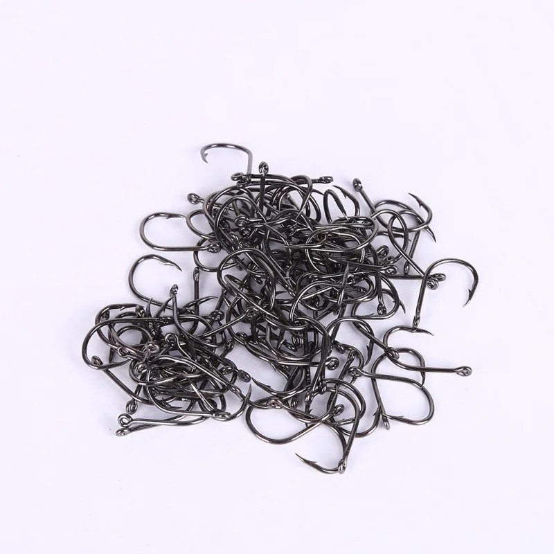 100 Pcs/Box High Carbon Steel Fishhooks barbed Hook Lake River Ocean ...
