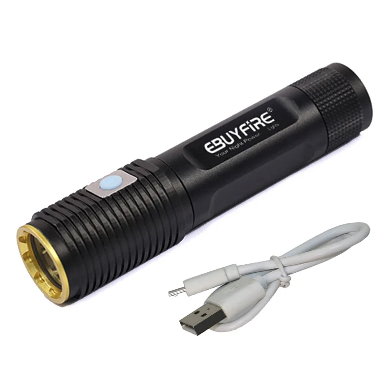 EBUYFIRE USB LED Flashlight lantern 18650 Rechargeable Torch XM L T6 ...