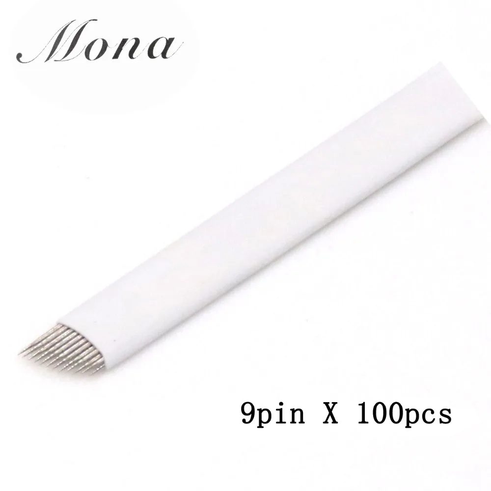 100pcs 9 Pin Permanent Eyebrow Makeup Blades Tattoo Manual Needle For ...