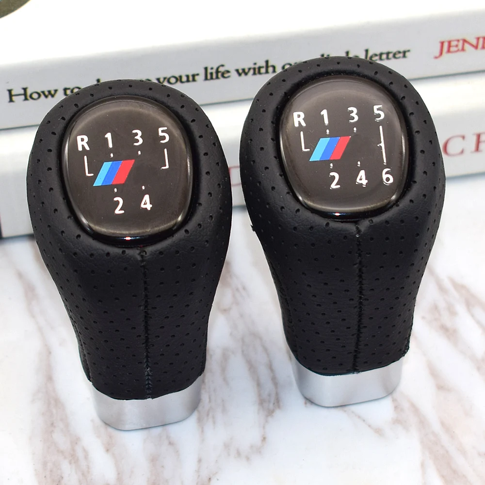 Aliexpress.com : Buy 5 6 Speed PU Leather Gear Shift Knob With M Logo ...