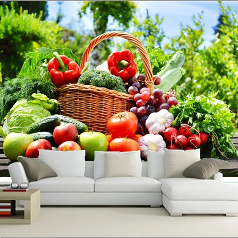 The Custom 3d Murals,all Kinds Of Fresh Fruits And Vegetables, Cafe ...