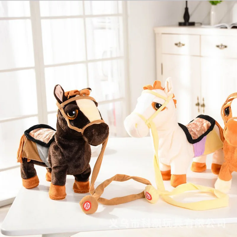 1pcs Electric leash pony Plush Toys Music machinery remote control ...