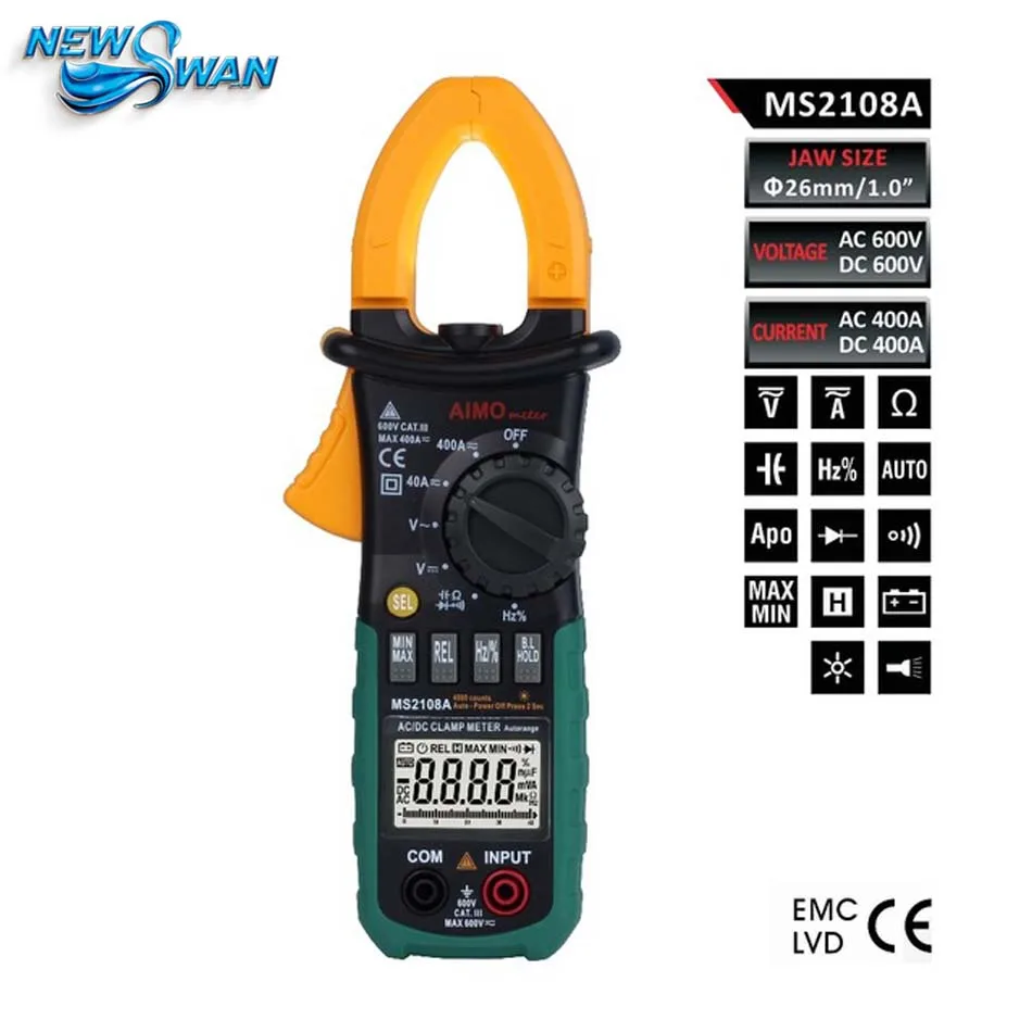 4000 Counts Digital Clamp Meter MS2108A Clamp Multimeter DC/AC ...