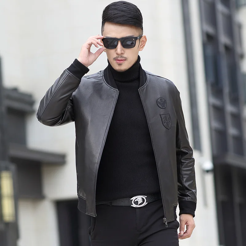 2018 New Fashion High Quality Men Genuine Leather Jacket Business ...