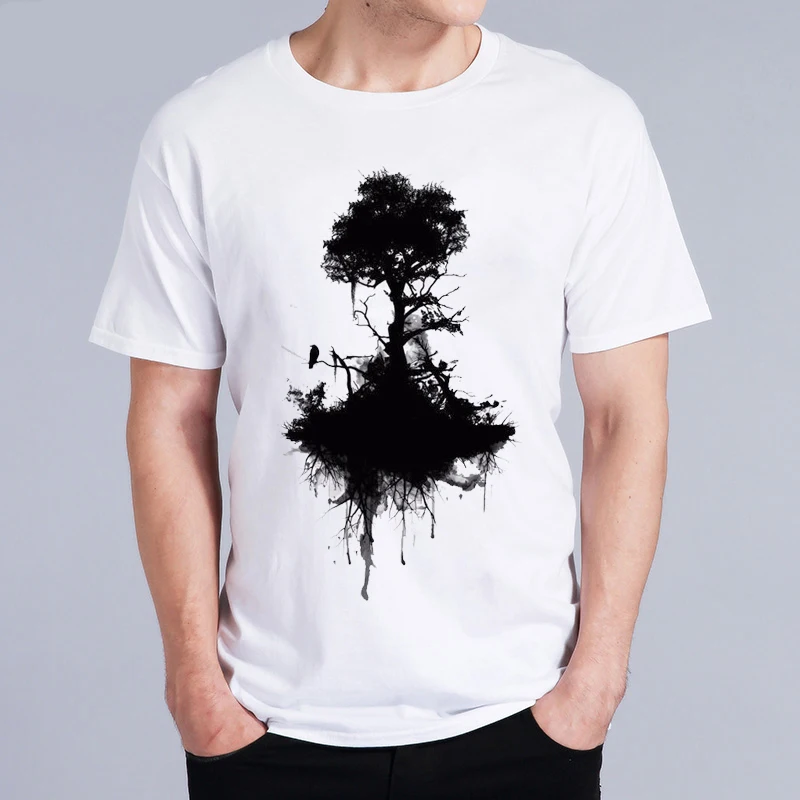 2018 hombres salvaje tinta árbol y Cuervo T camisa de verano de alta ...
