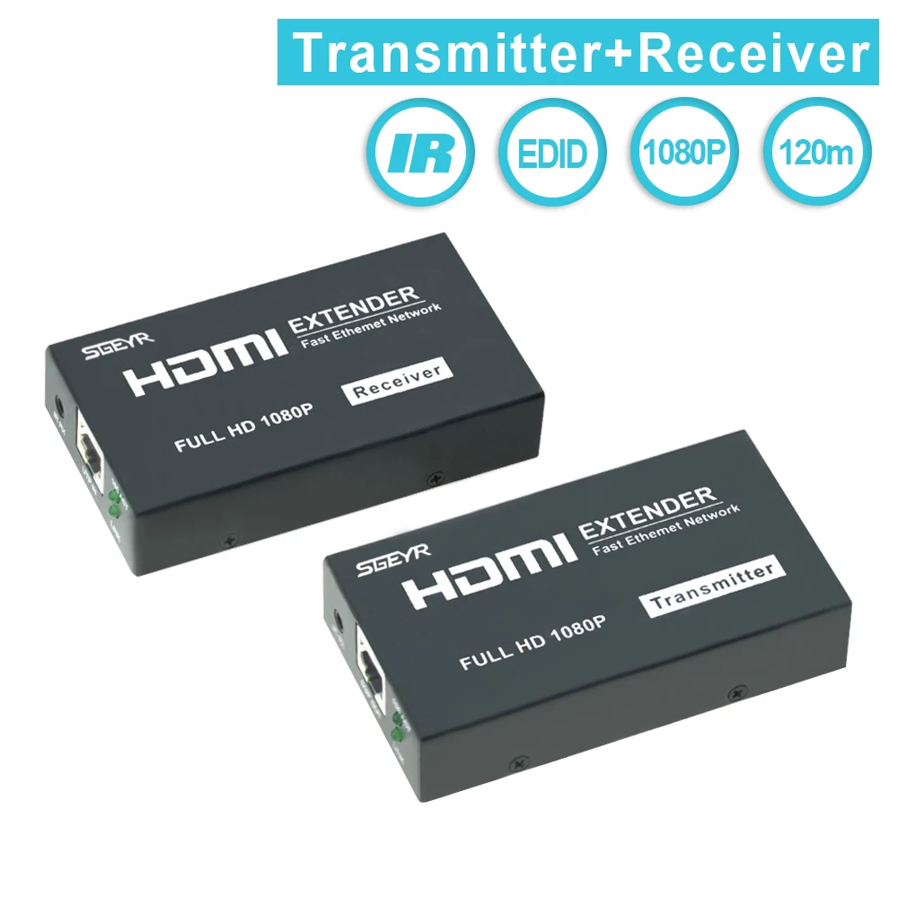 SGEYR HDMI Extender 120m,HDMI Repeater with IR Remote support 1080P ...
