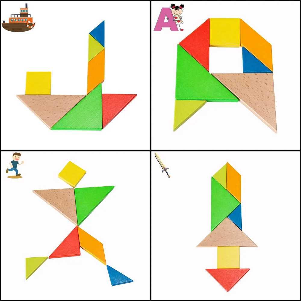 Fun Wooden Geometry Rhombus Tangram Puzzle Shape Cognitive Intellectual Fun Wooden Geometry Rhombus Tangram Puzzle Shape Cognitive Intellectual