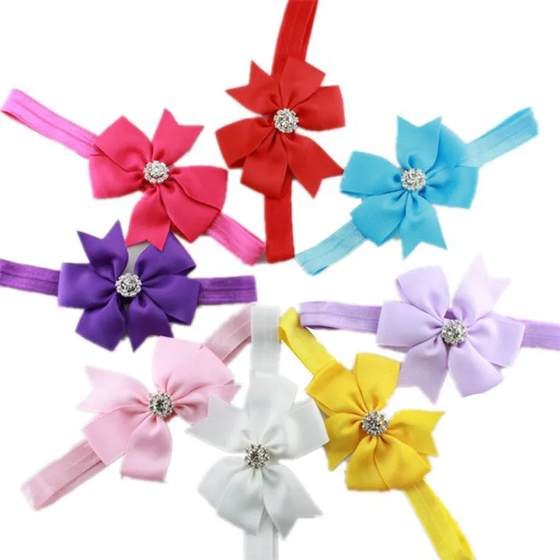 8 pcs/set Hair Ribbon Bow Headband rhinestone Baby Girl Hair ...