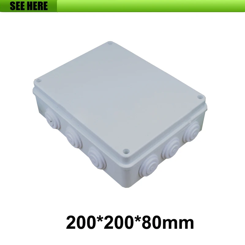 200*200*80mm IP65 Indoor/Outdoor abs waterproof box With Reserved hole ...