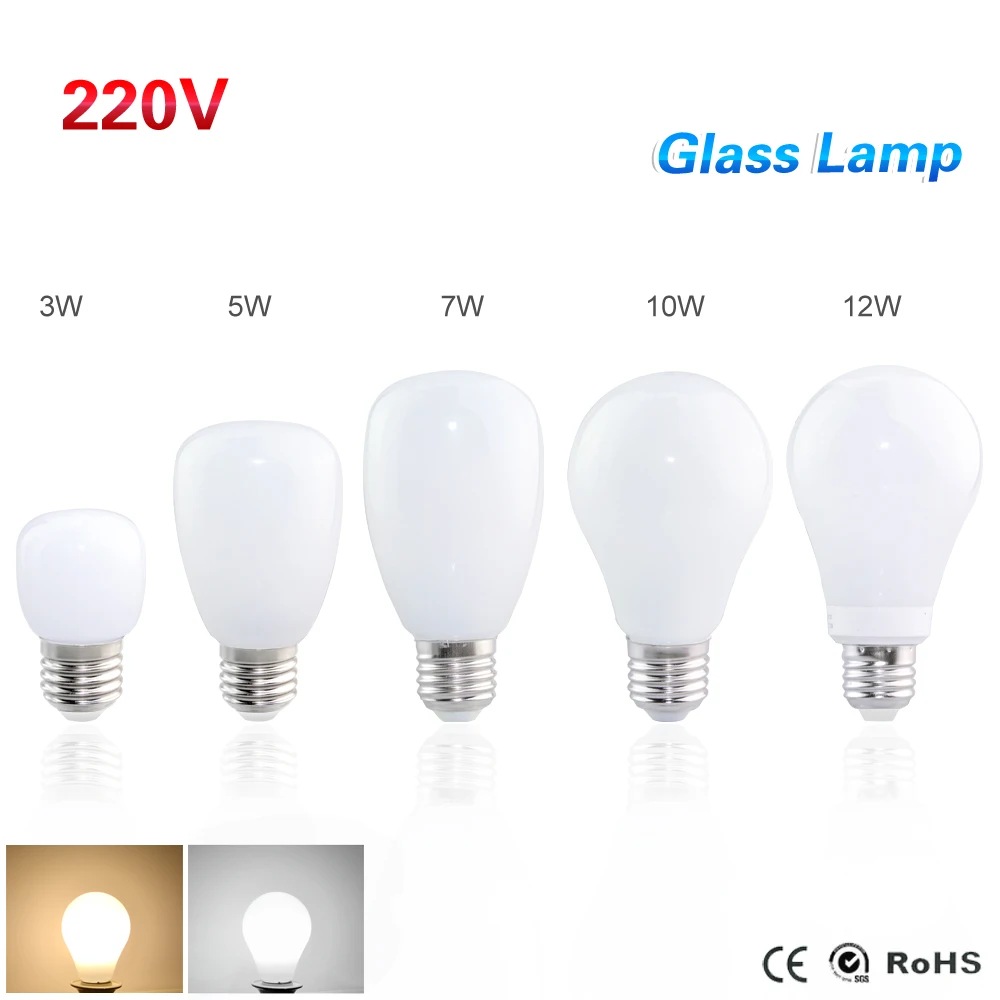 LED E27 Lamp Bulb 3w 5w 7w 10w 12w CE RoHS Certification Glass LED ...