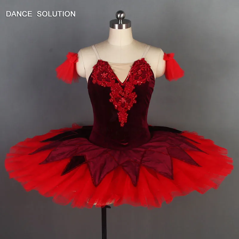 Professional Ballet Tutu Burgundy Velvet Top Pancake Tutus Women Girls ...