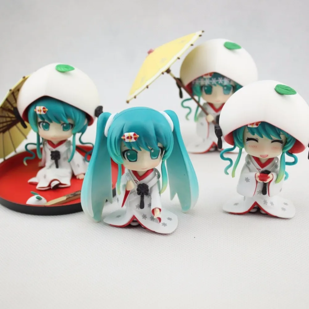Anime Figure 10 CM 4PCS/SET Hatsune Miku Snow Miku Strawberry White ...