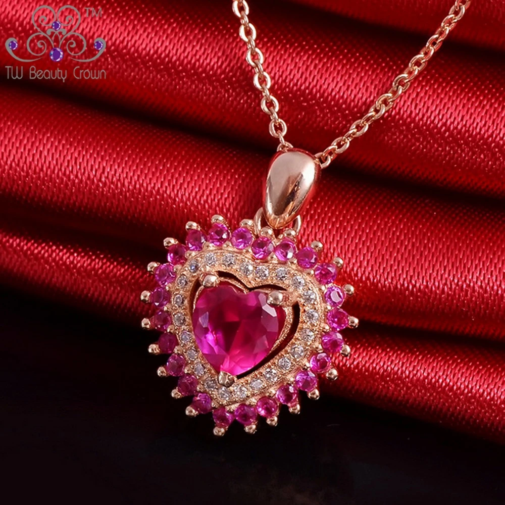 1 Pc Real 925 Sterling Silver Luxury Unique Pink Corundum Stone Love ...