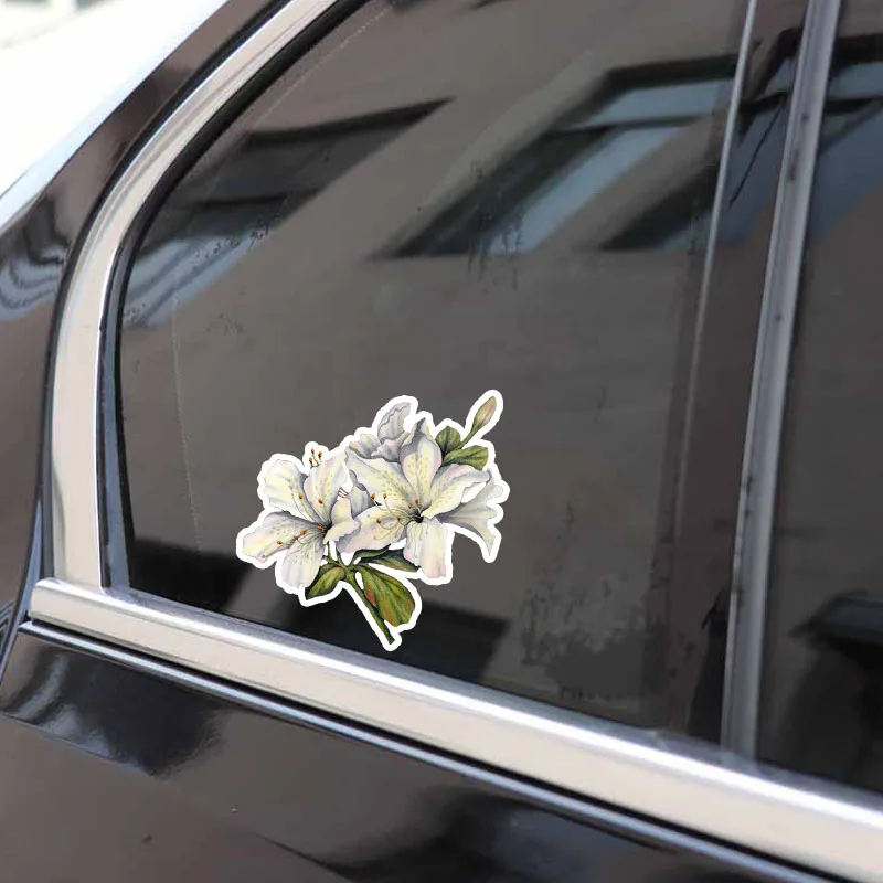 YJZT 10.9*12.1CM Interesting Lily Flower Decor Car Stickers High ...