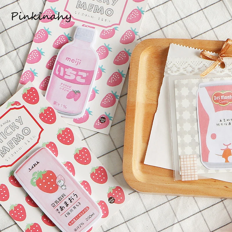 Japanese Fruits Cann drink sticky notes Milk bottle post memo pad ...
