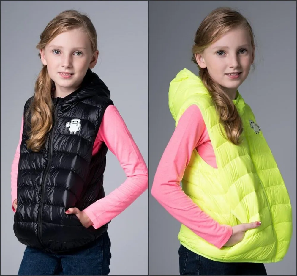 Baymax Girls Light Weight Down Jacket Puffer Vest Down Vest 90% White ...