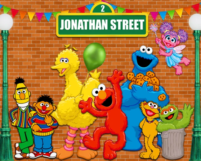7x5ft Diy Sesame Street Bricks Wall Cookie Elmo Flag Custom Photo ...