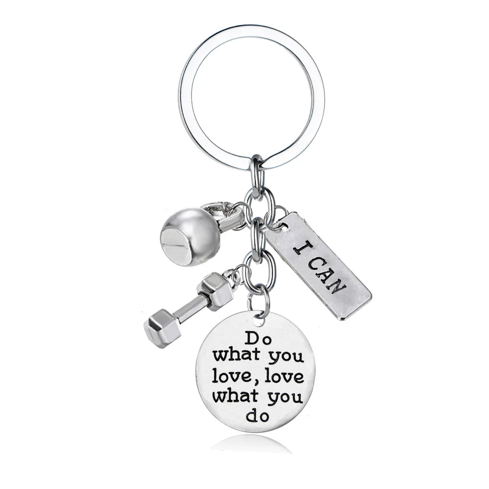 12pc/lot I Can Barbell Dumbbell Charm Keychain Do What You Love,love ...