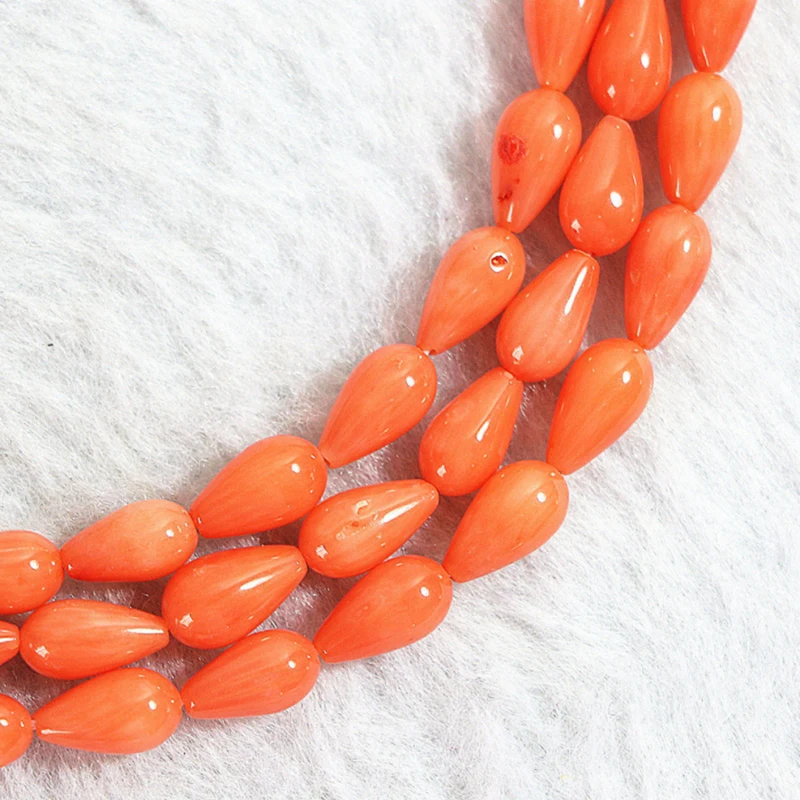 Envío de la alta calidad de color naranja rojizo coral 5*9mm teardrop ...