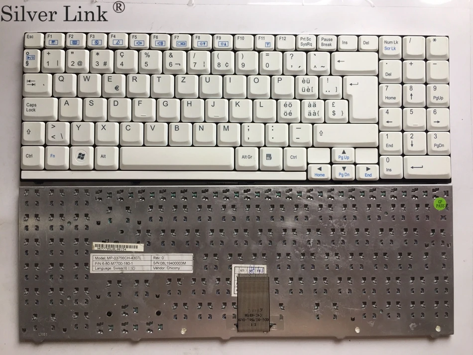 SW Swiss Laptop Keyboard For Clevo D900 D27 D470 M590 D70 white laptop ...