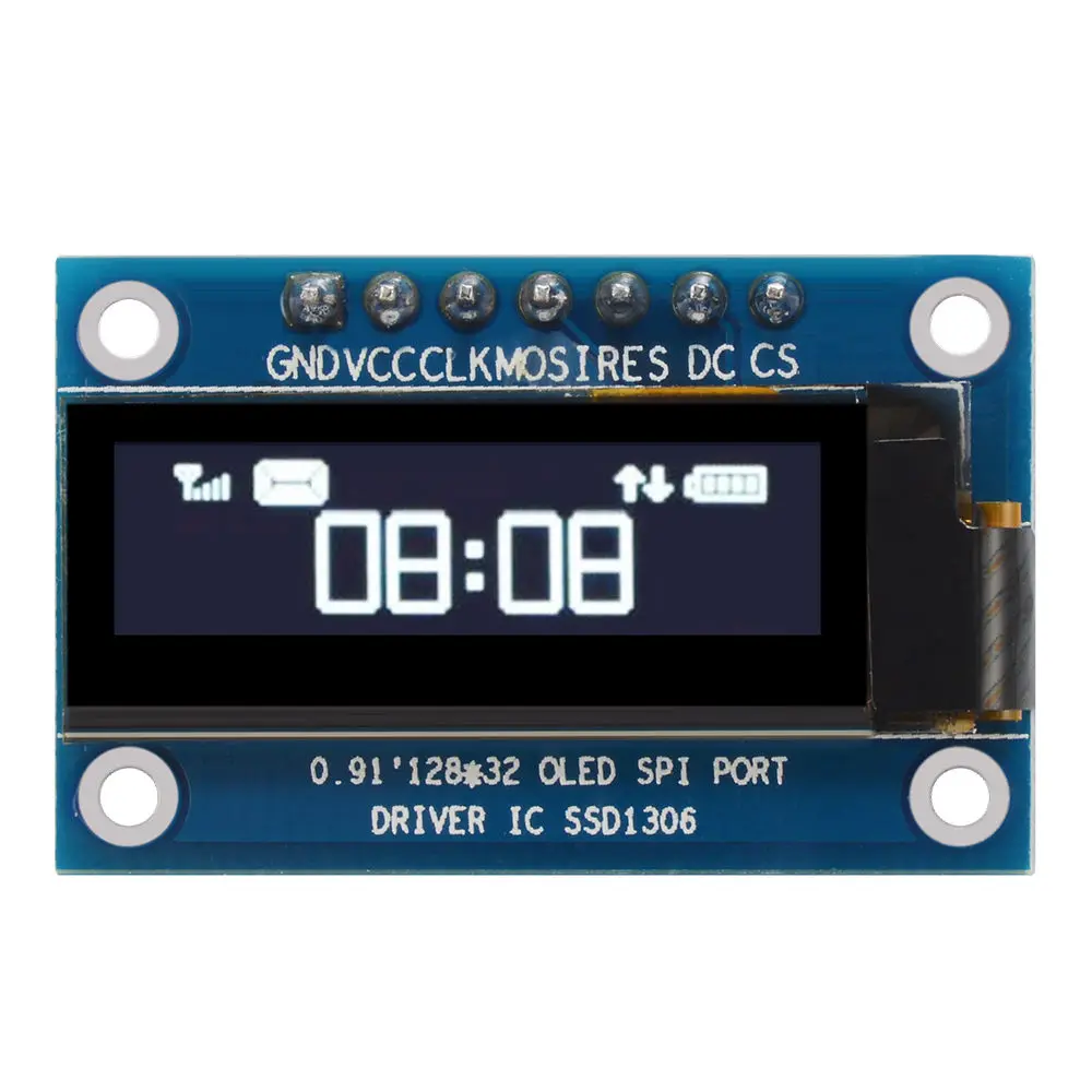 0.91 Inch SPI 128x32 White OLED LCD Display DIY Module SSD1306 Driver ...