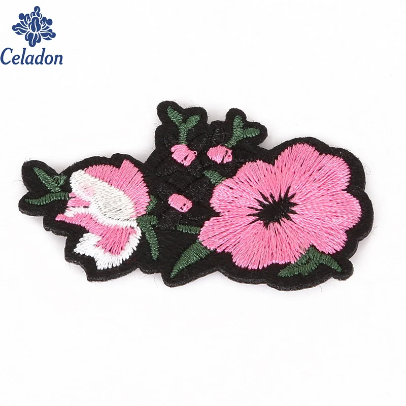 1pcs Patches Sew on Fashion Pink Flower For Clothing Applique Garment ...