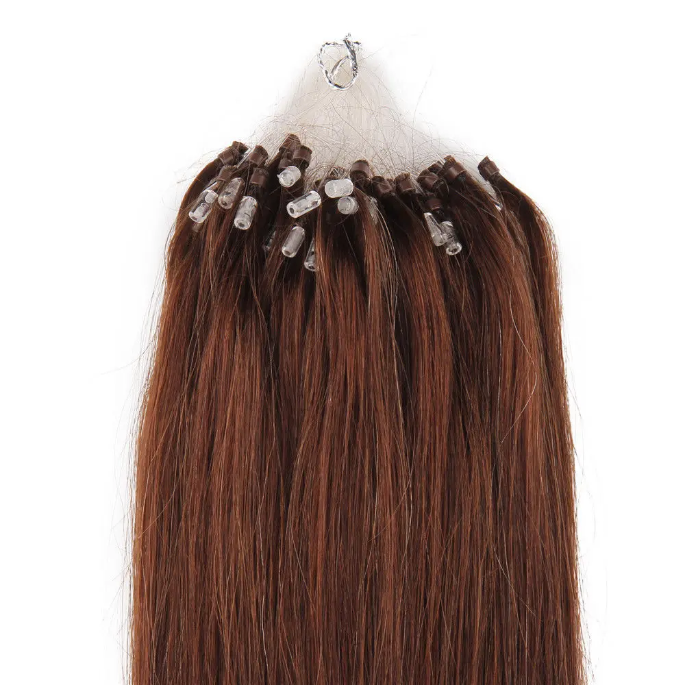 Top 100 Strands 1g Micro Ring Loop Human Remy Hair Extensions AAA 60cm ...