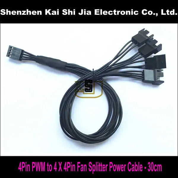 New Black 4 Pin PWM to 4 Port 4 Pin Fan Splitter Power Cable 30cm-in ...