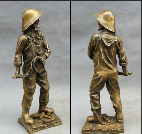 free 15" Bronze Copper Carved West Standing Seaman Sailor Man Mariner ...