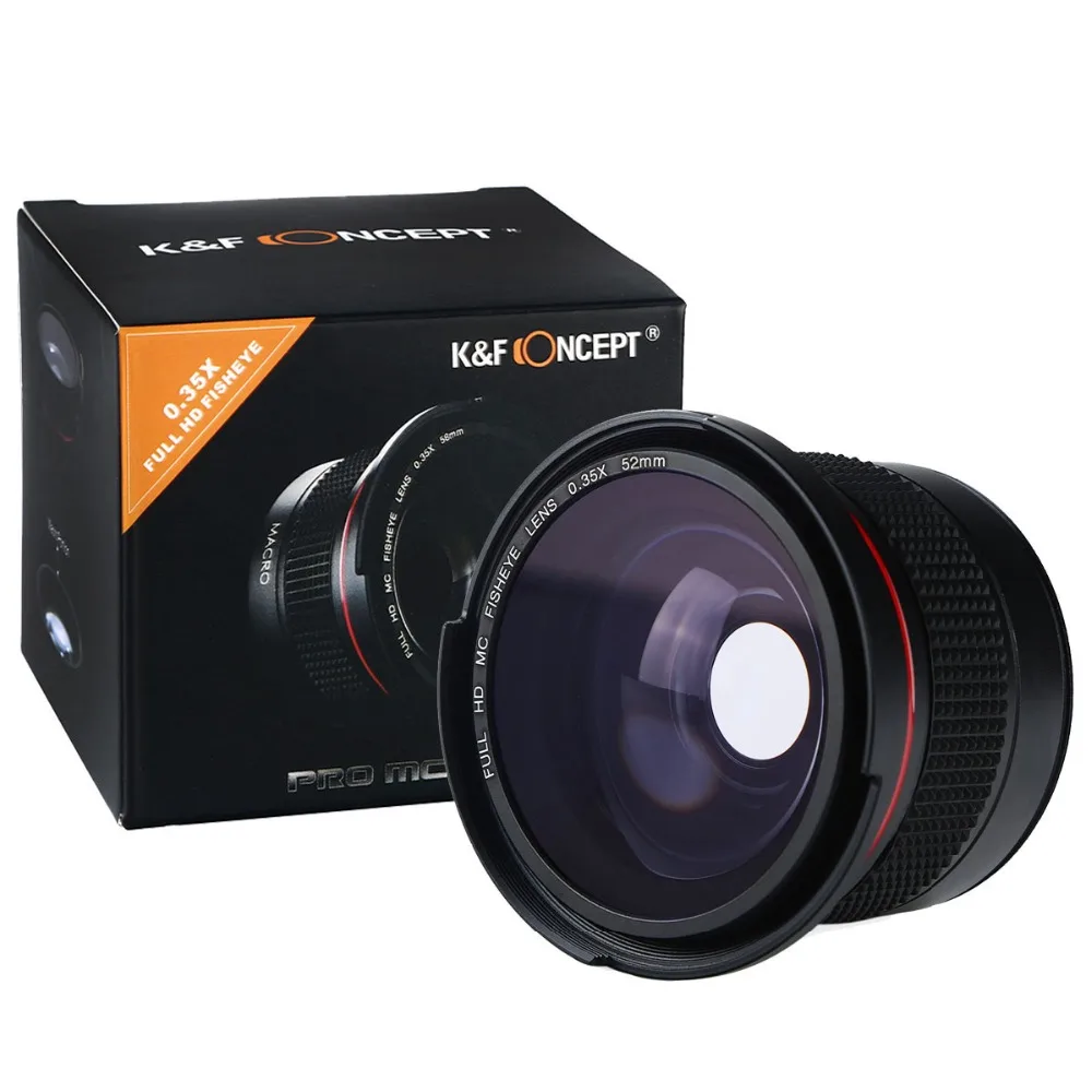 K&F CONCEPT 52mm 0.35x Fisheye Lens Wide Angle Macro Panoramic Lenses ...