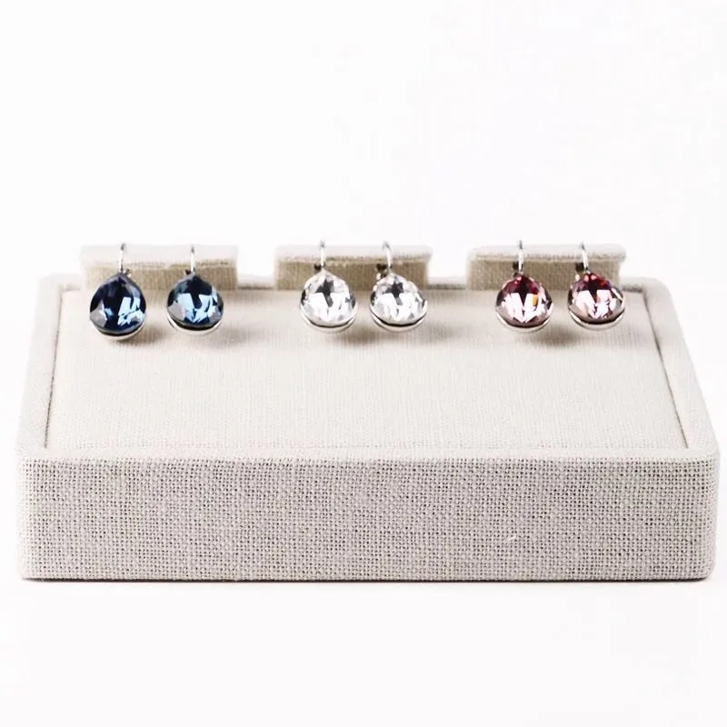 New Fashion Earrings Display Holder Linen Jewelry Display Tray Linen ...