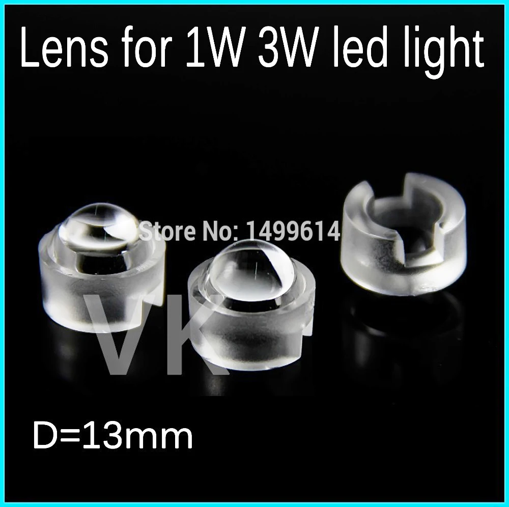 50pcs LED lens for 1W 3w 5W LED light diameter 13mm Reflector ...