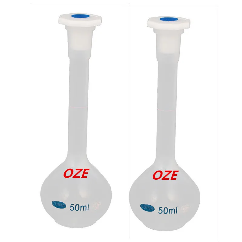 2PCS 50ml Long Neck Plastic Volumetric Measuring Flask Heatproof For ...