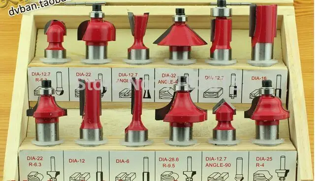 Free Shipping NEW 12pcs/set 1/2" (12.7mm) Shank Wood Router Bits Set ...