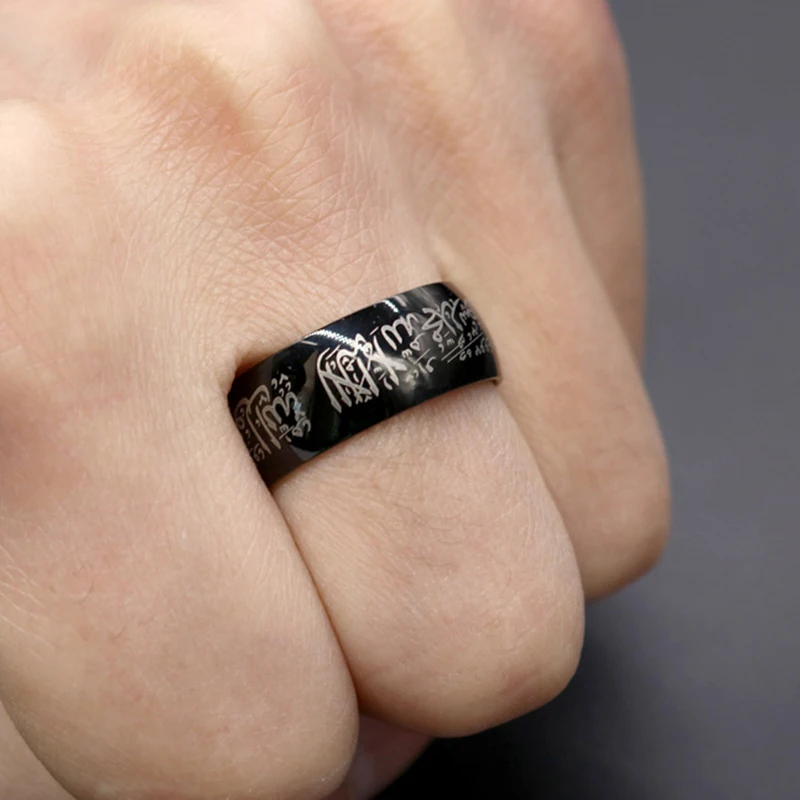 Auxauxme Titanium Steel Quran Messager rings Gold Muslim religious ...