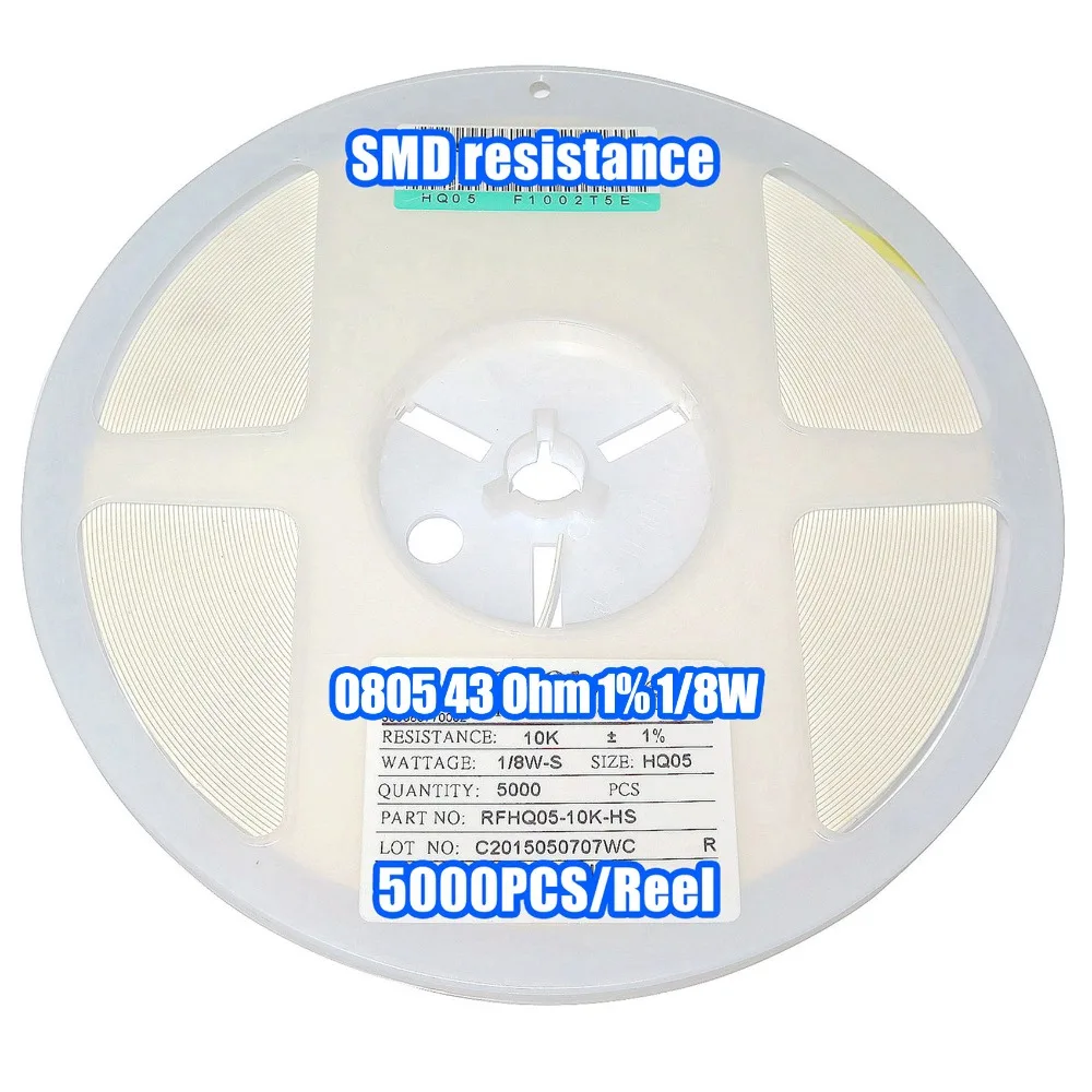 1 carrete 0805 43R 43 Ohm 1% 1/8 W SMD resistencia 5000 piezas/carrete ...