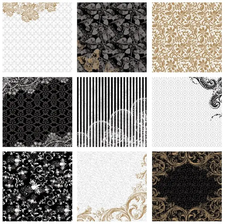 Scrapbook Paper Black And White Damask