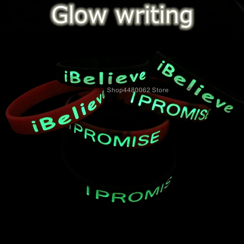 Glowing Writing Glow Font Silicone Wristbands Luminous Text Rubber ...