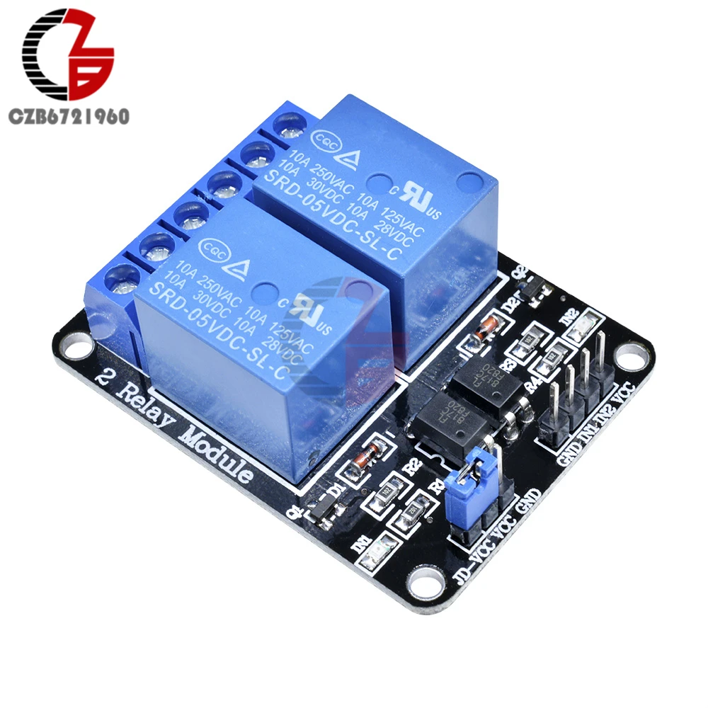 5V 2 Channel Modul Tingkat Rendah Memicu 2 Way 2CH Relay Modul dengan ...