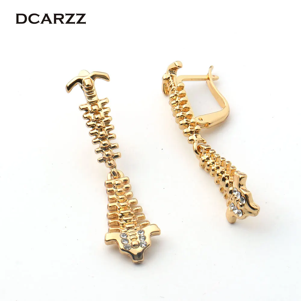 2 Colors Spine Earrings the Human Bones Shape Crystal Stud Earrings for ...