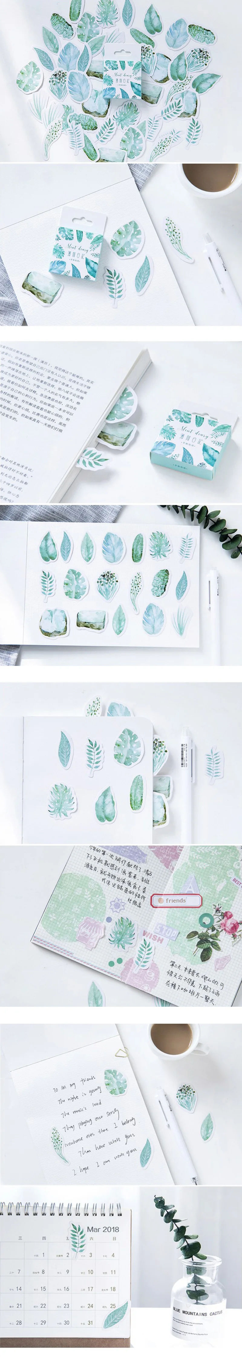 Stickers - Autocollants,Mini autocollant feuilles vertes en plantes ...